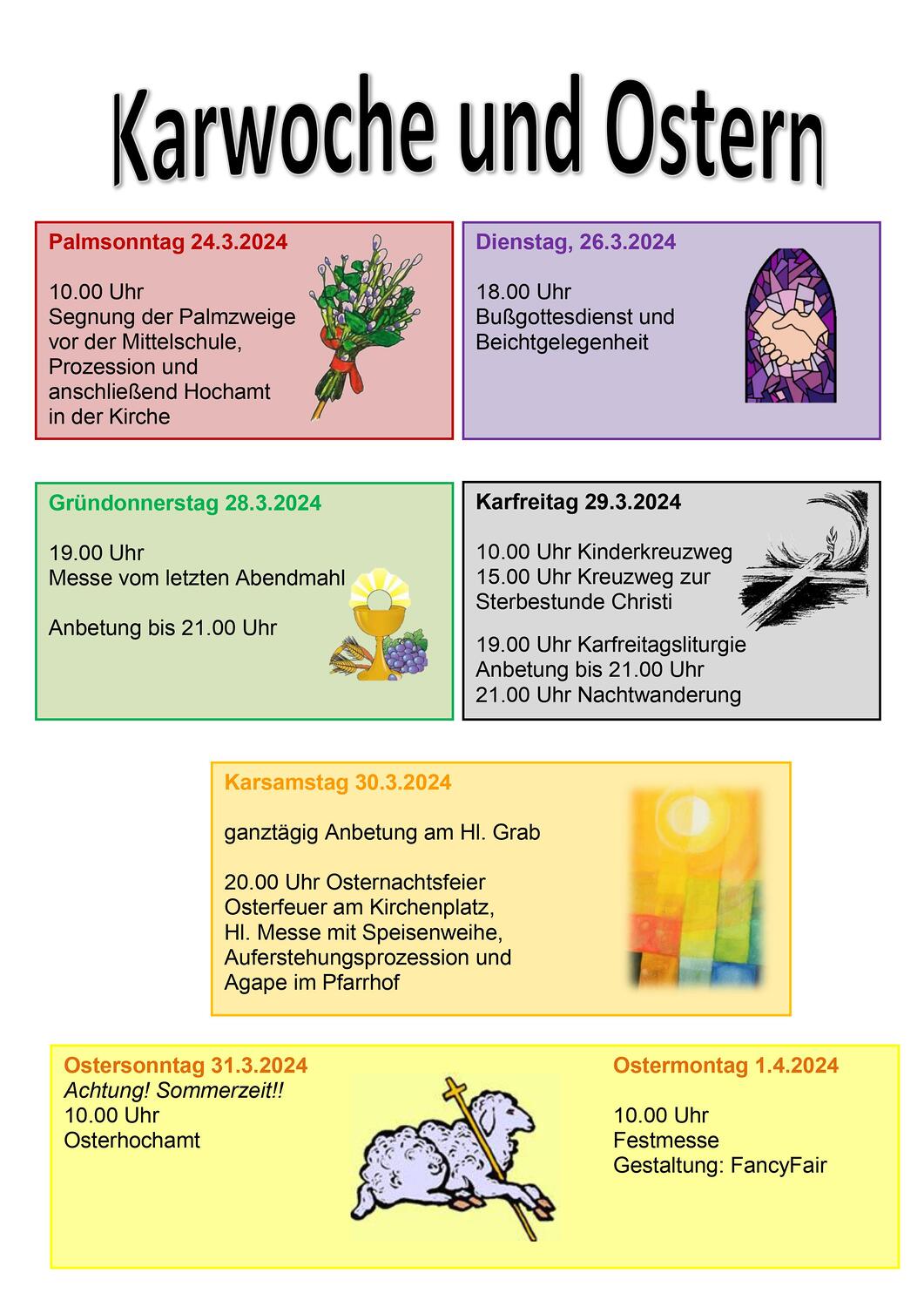 Termine Karwoche & Ostern / Barbara Berger